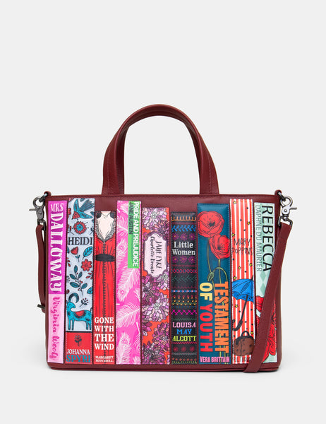 Cherry Red Bookworm Library Leather Multiway Grab Bag by Yoshi ...